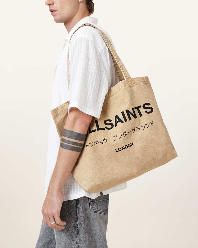 Underground Acid Wash Logo Tote Bag PITT BROWN | ALLSAINTS FR